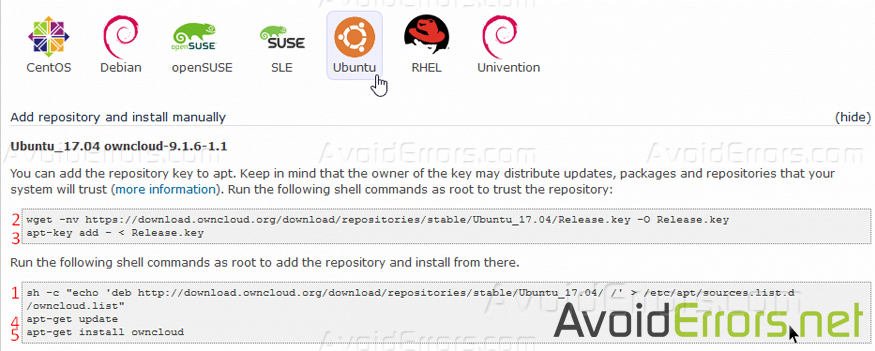 How to Install ownCloud on Ubuntu 17.04 - AvoidErrors