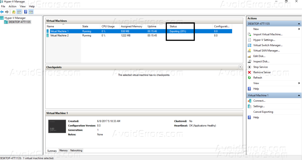 How to Export and Import Virtual Machines in Hyper-V - AvoidErrors