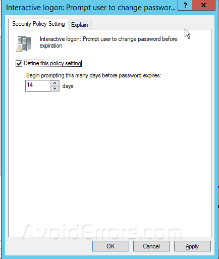 Prompt User to Change Windows Password Before Expiration - Windows Server - AvoidErrors