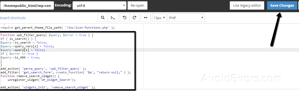 Manually Disable The Default Search Bar In Wordpress Avoiderrors