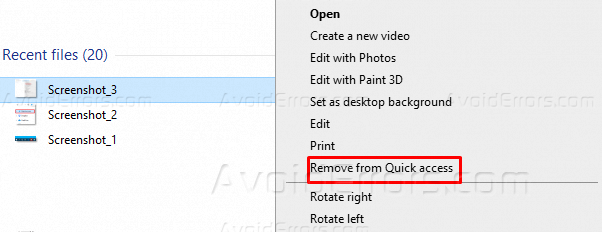How to Remove File / Folder from Windows 10 Quick Access - AvoidErrors