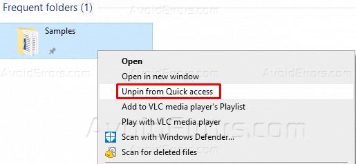 How to Remove File / Folder from Windows 10 Quick Access - AvoidErrors