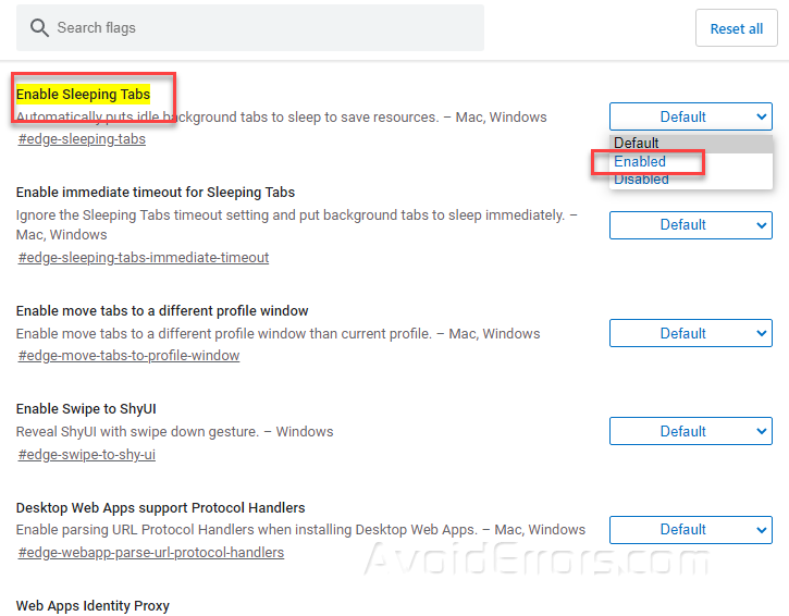 How to Enable Sleeping Tabs in Microsoft Edge - AvoidErrors