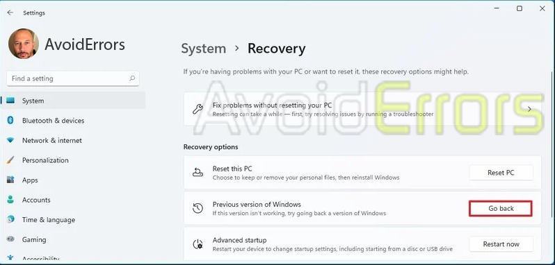How to Downgrade from Windows 11 to Windows 10 - AvoidErrors