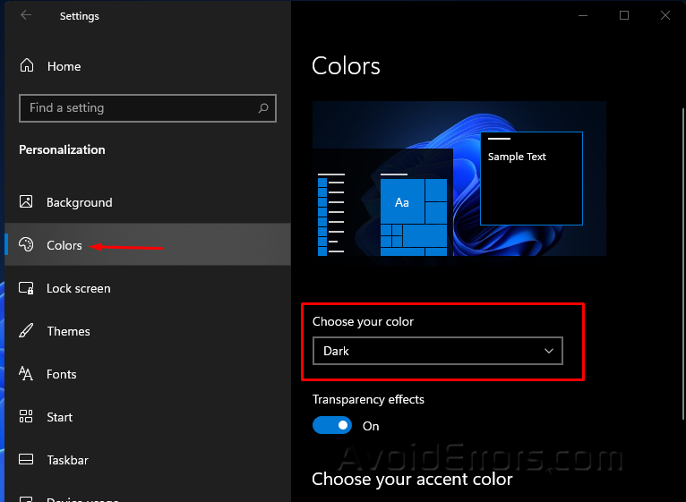 How to Enable Dark Mode on Windows 11 - AvoidErrors