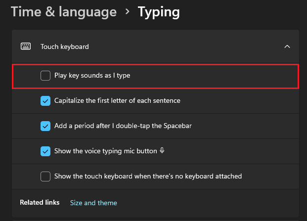 Turn Off the Keyboard Sound - Windows 11 - AvoidErrors